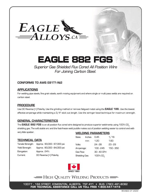 Eagle 882 FGS Flux Cored Wire – All Position, CO₂ Shielded – Eagle ...