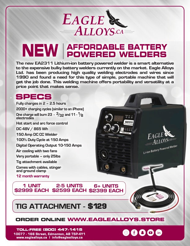 Eagle EA2311 - Cordless Battery Powered Welder – Eagle Alloys Welding